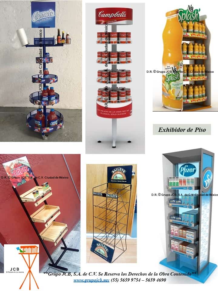 Exhibidores punto de venta, para mostrador y piso