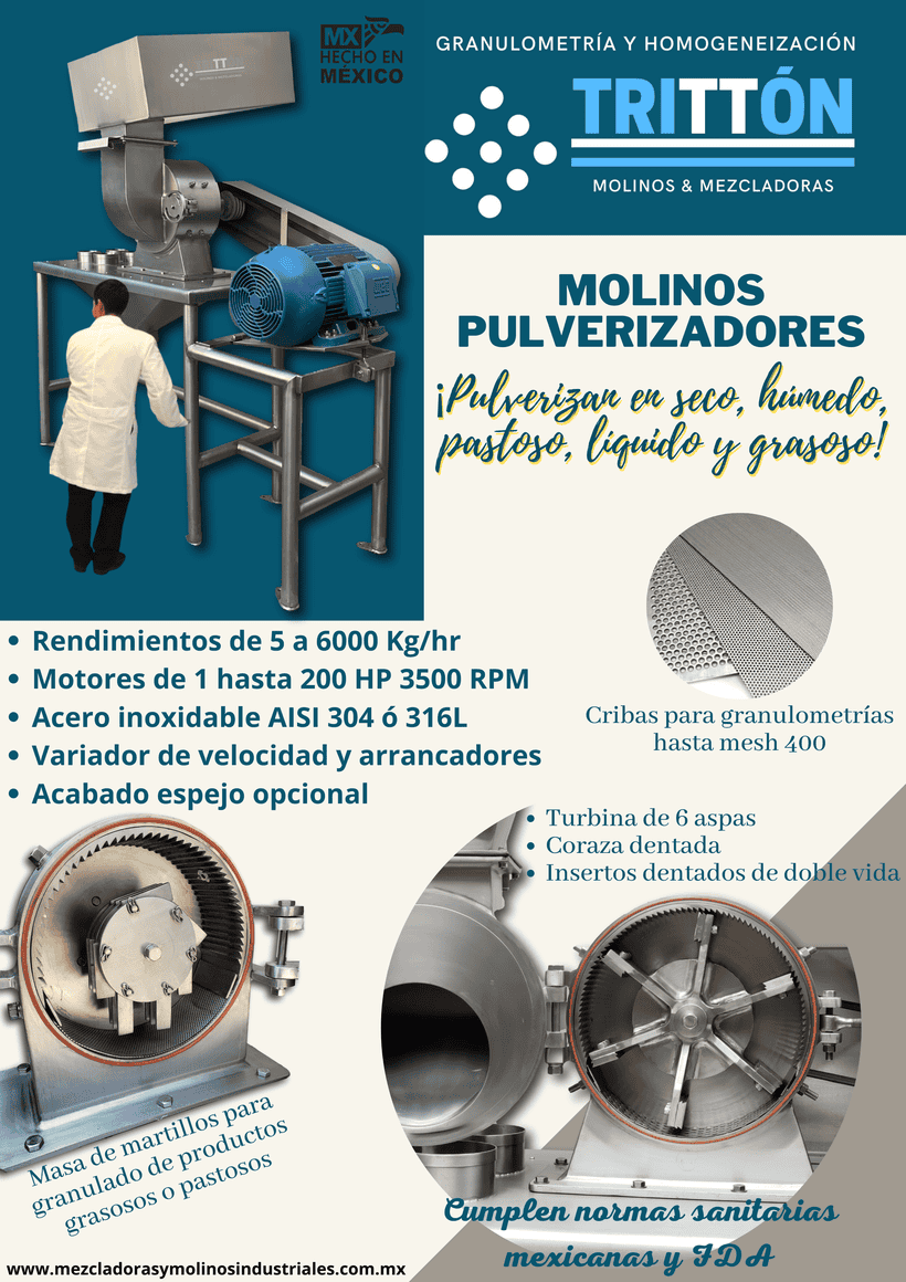 Molinos pulverizadores industriales de cacao y chocolate