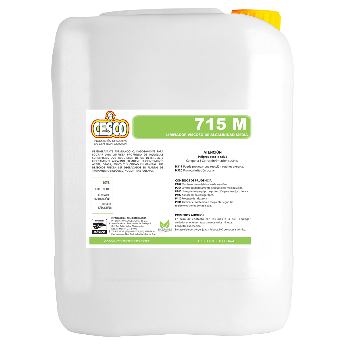 Desengrasante de acero inoxidable Emulsificador alcalinidad Media CESCO 715M