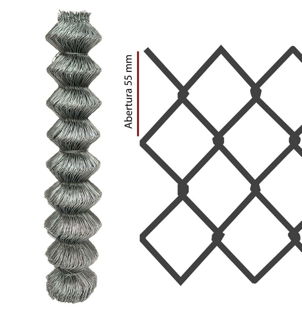 Malla Ciclónica Cal 10.5 Al 2.00m L 20m abertura 55x55mm