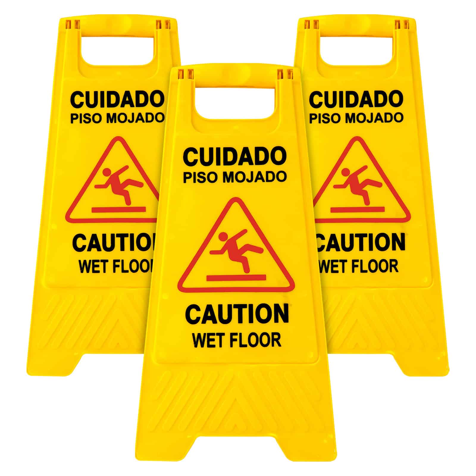 Letreros plásticos de precaución piso mojado