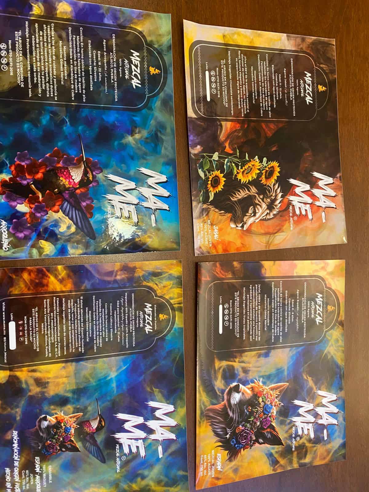 Etiquetas para botellas de vidrio para mezcal